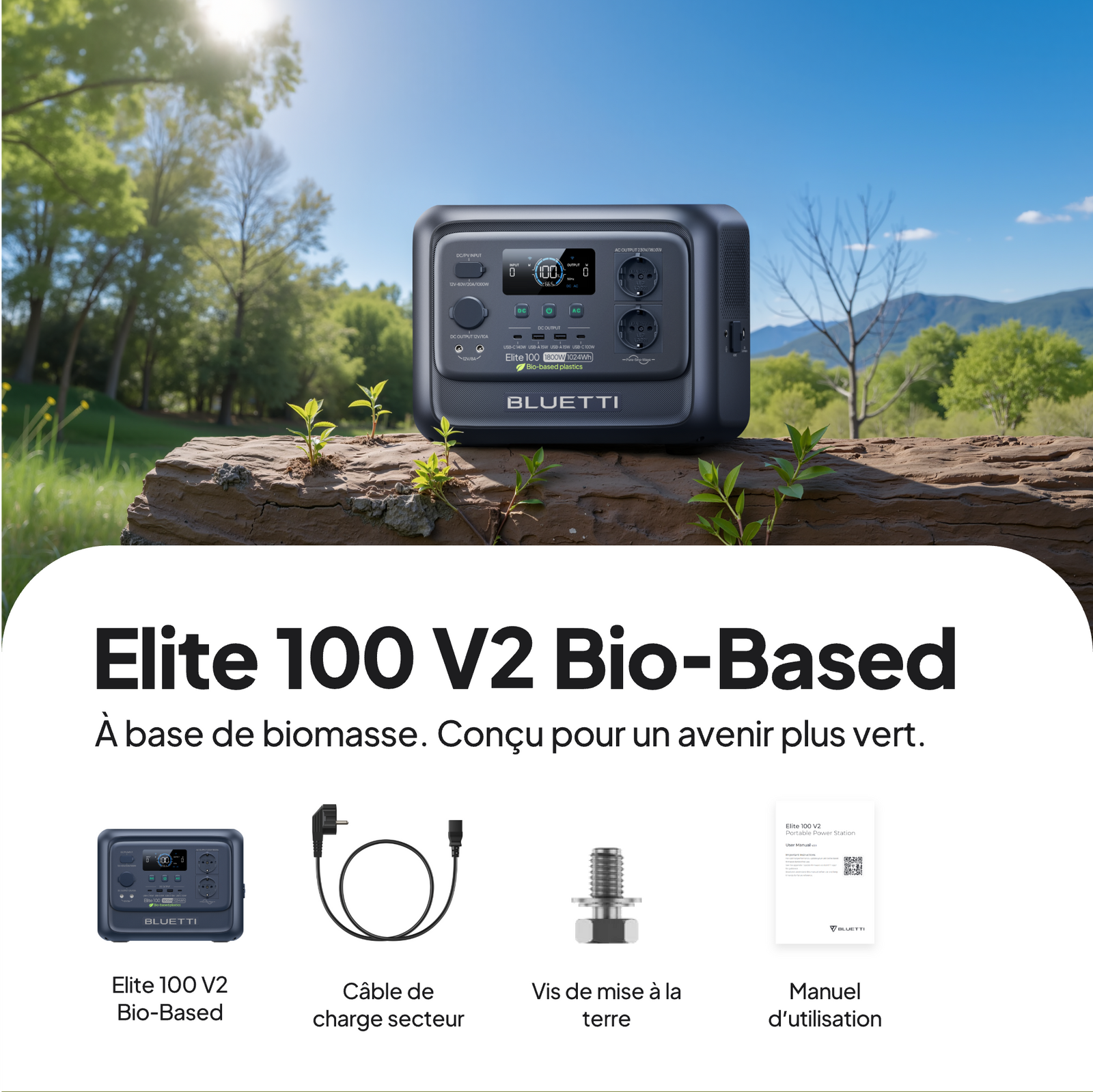 BLUETTI Elite 100 V2 Station électrique portable | 1 800 W, 1 024 Wh ...